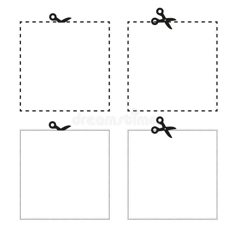 Scissors Cutting the Paper the Square Shape Stock Vector - Illustration ...