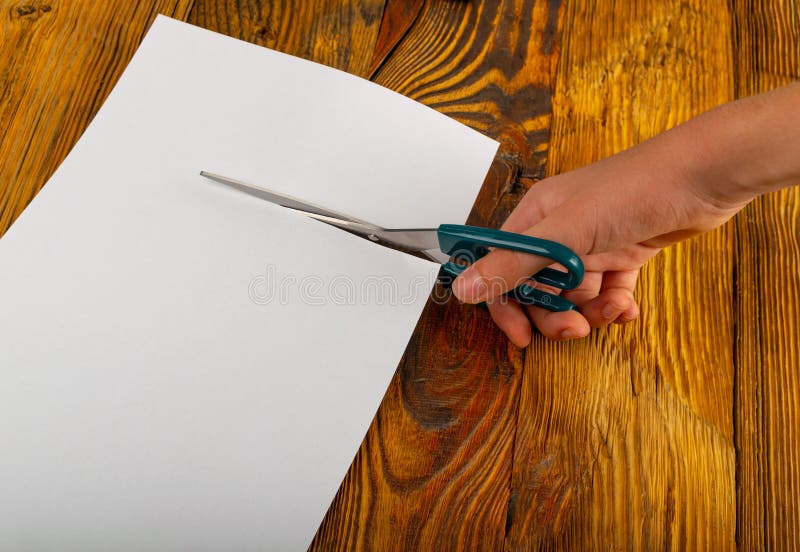 Scissors Cutting Paper Background Mockup Stock Photo - Image of equipments, cutter: 259763476