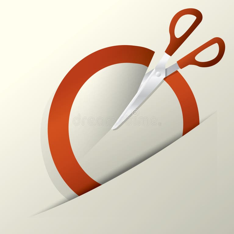 Scissors Cutting Paper. Vector Illustration Decorative Design Stock ...