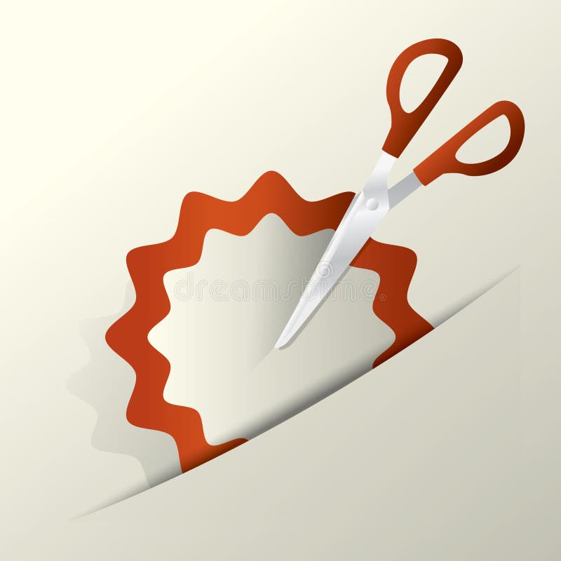 Scissors Cutting Paper. Vector Illustration Decorative Design Stock ...