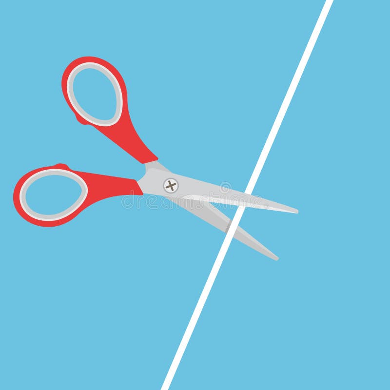 Scissors Cutting a Piece of White String Stock Illustration ...