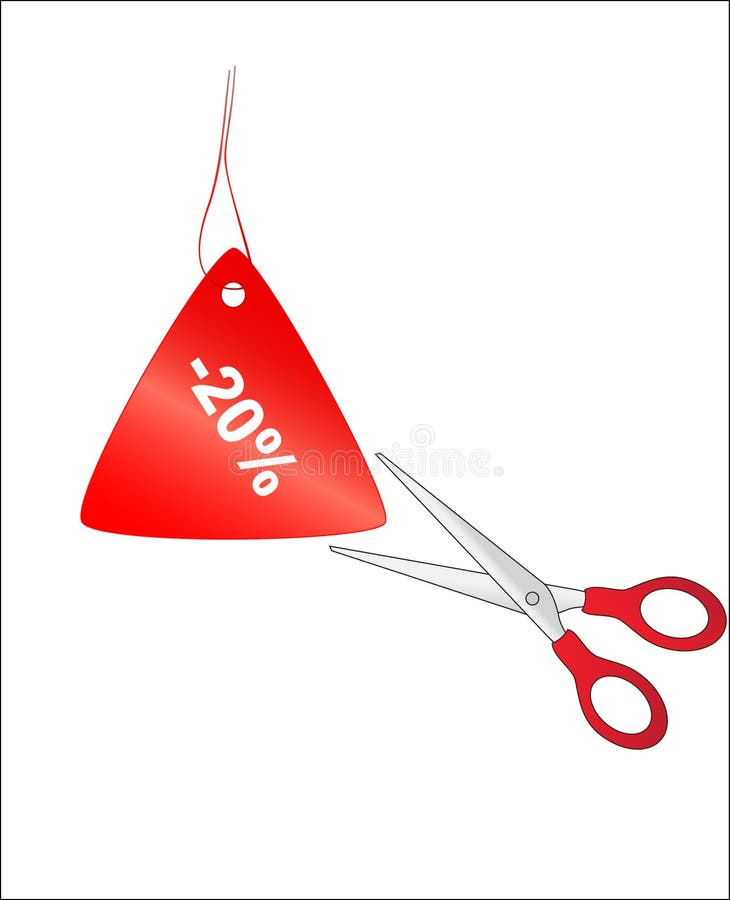 Scissors Cutting Red Price Tag Stock Vector - Illustration of reduce ...