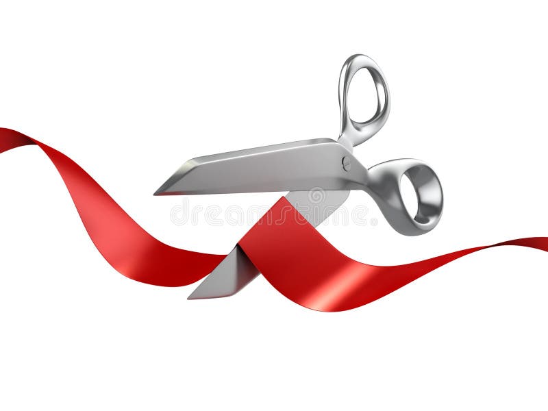 Scissors Cutting Red Ribbon Stock Illustration - Illustration of ...