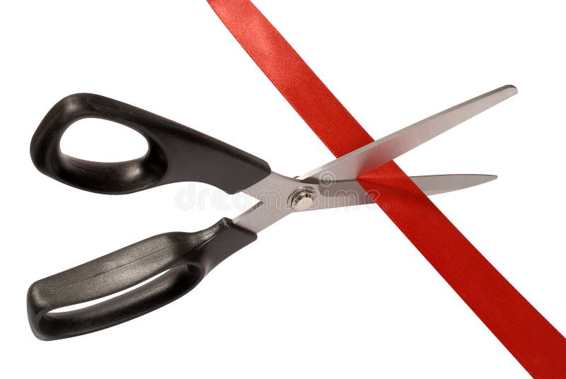 Scissors Cutting Red Tape or Ribbon, Stock Photo - Image of isolated ...