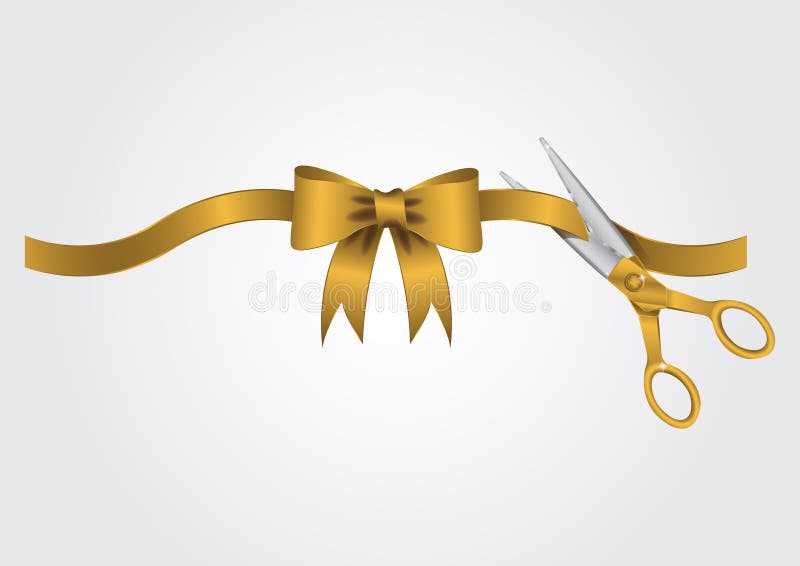 Cutting the Red Ribbon. Vector Illustration Decorative Design Stock ...