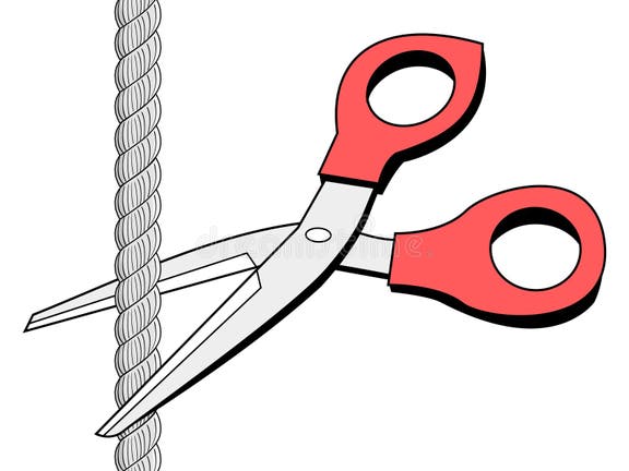 Scissors cutting rope stock illustration. Illustration of scissors ...