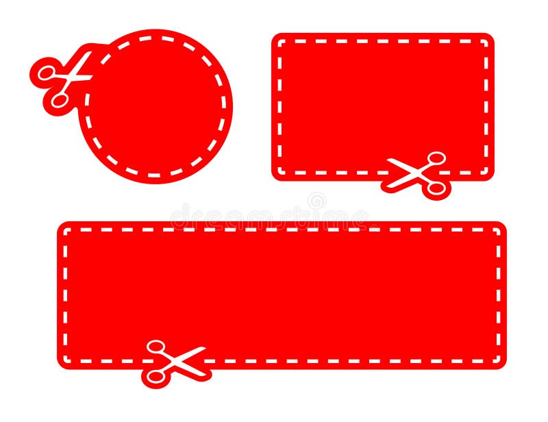 Scissors Cutting Set Lines Various Shapes Stock Vector - Illustration ...