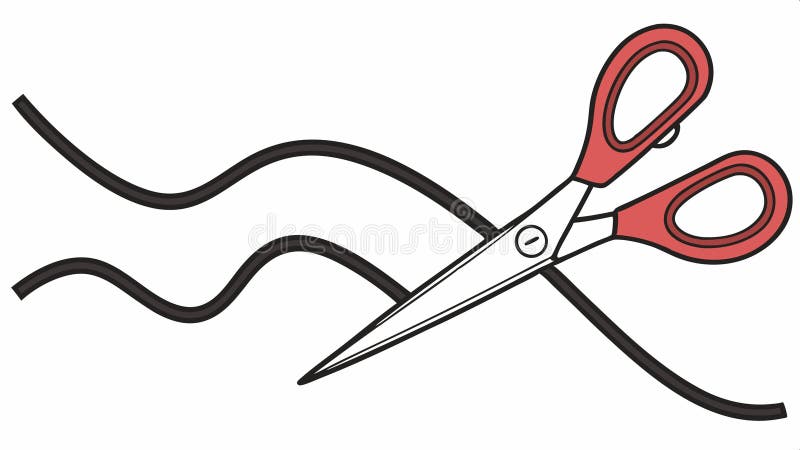 Scissors Cutting through a Wavy Line Cutting Action Tailor Vector ...