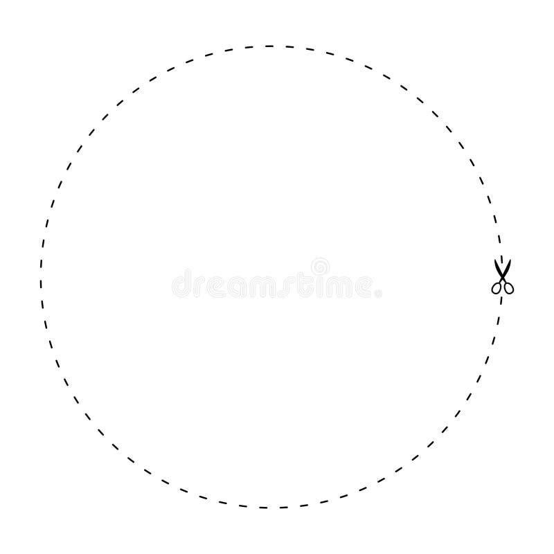 Scissors on Dashed Line Circle Shape, Dash Line and Scissors, Dash Outline and Scissors Stock ...