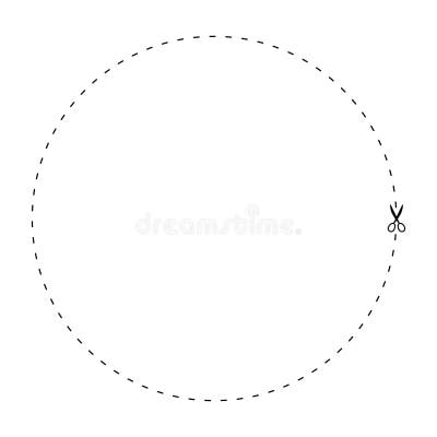 Scissors on Dashed Line Circle Shape, Dash Line and Scissors, Dash Outline and Scissors Stock ...
