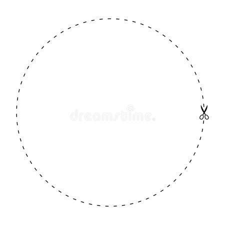Scissors on Dashed Line Circle Shape, Dash Line and Scissors, Dash Outline and Scissors Stock ...