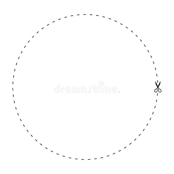 Scissors on Dashed Line Circle Shape, Dash Line and Scissors, Dash Outline and Scissors Stock ...