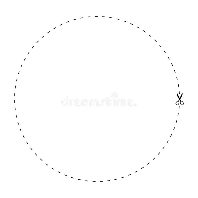 Scissors on Dashed Line Circle Shape, Dash Line and Scissors, Dash Outline and Scissors Stock ...