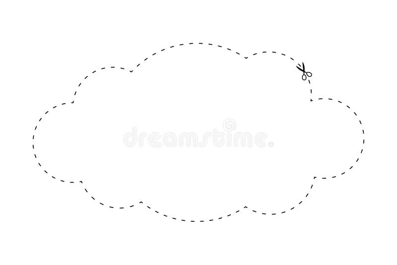 Scissors on Dashed Line Cloud Shape, Dash Line and Scissors, Dash ...