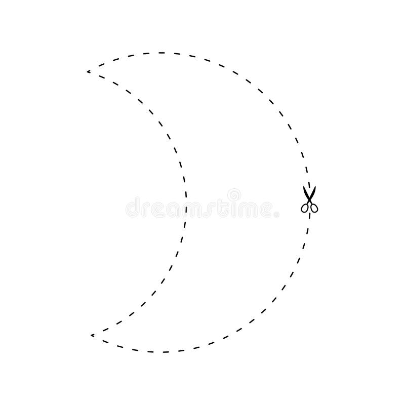 Scissors on Dashed Line Crescent Shape, Dash Line and Scissors, Dash Outline and Scissors Stock ...