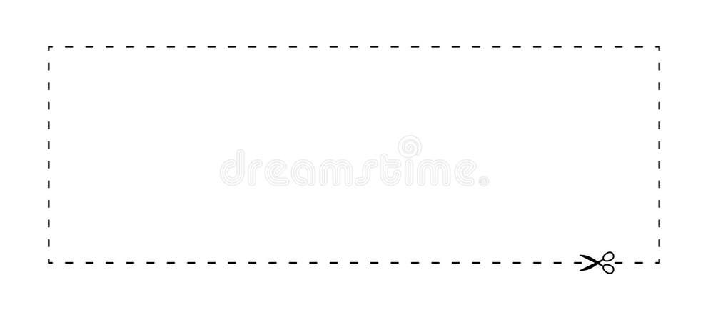 Scissors on Dashed Line Rectangle Shape, Dash Line and Scissors, Dash Outline and Scissors Stock ...