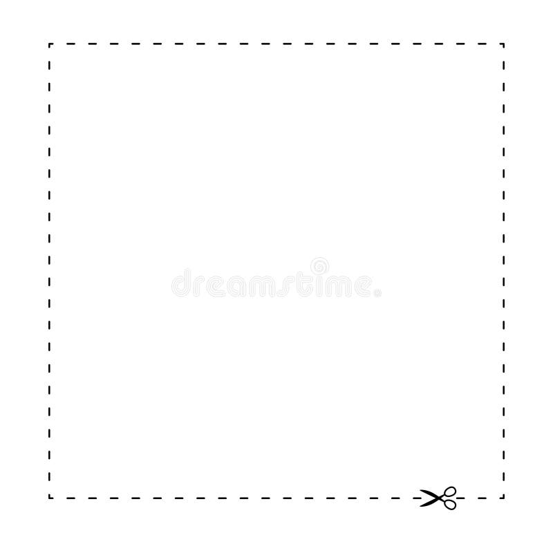 Scissors on Dashed Line Square Shape, Dash Line and Scissors, Dash Outline and Scissors Stock ...