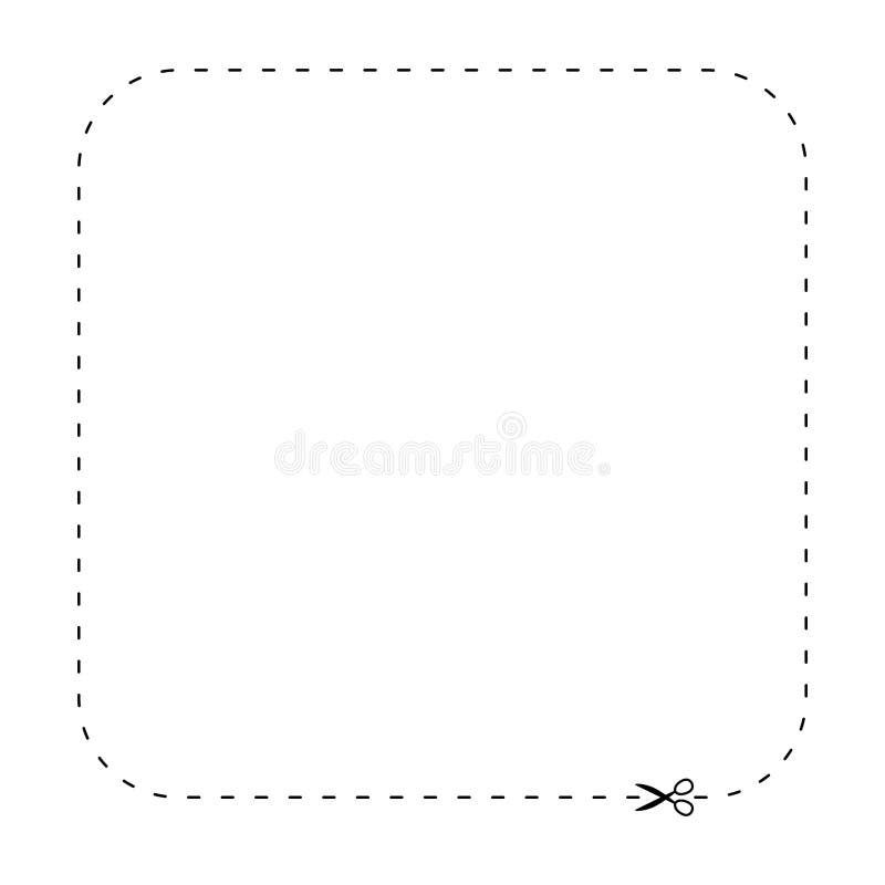 Scissors on Dashed Line Square Shape, Dash Line and Scissors, Dash Outline and Scissors Stock ...