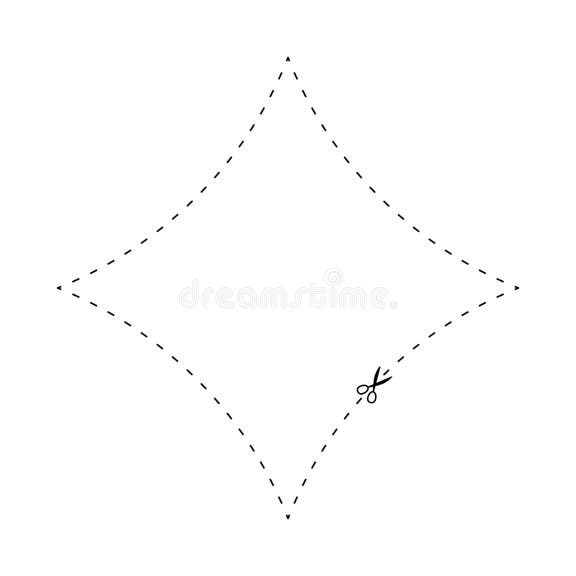 Scissors on Dashed Line Star Shape, Dash Line and Scissors, Dash Outline and Scissors Stock ...
