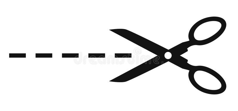 Scissors and Dotted Line, Cut Here Icon Stock Vector - Illustration of ...
