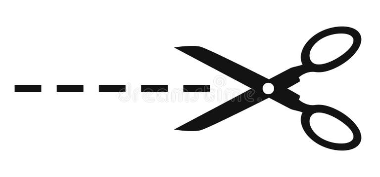 Scissors and Dotted Line, Cut Here Icon Stock Vector - Illustration of ...