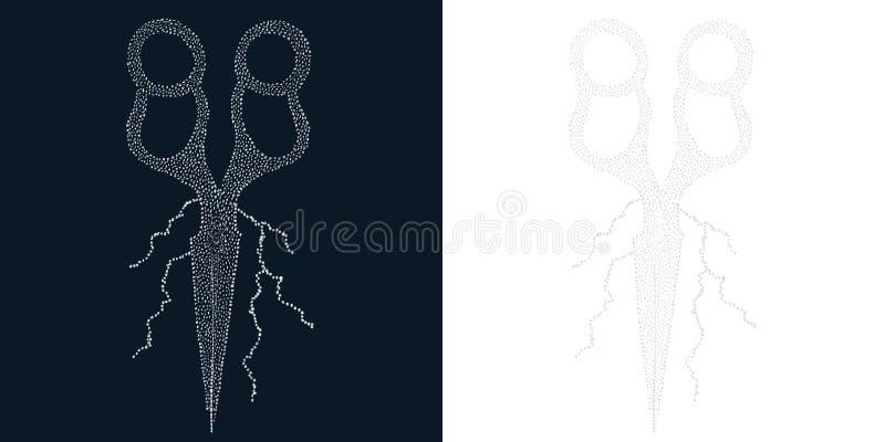 Scissors with Dotted Lines and Roots Growing Downward on Transparent ...