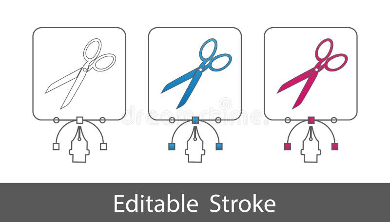 Scissors Element - Outline Styled Icon - Editable Stroke - Vector ...