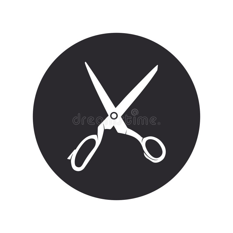 Tailor Scissors. White Icon on Dark Circle. Flat Style Vector ...