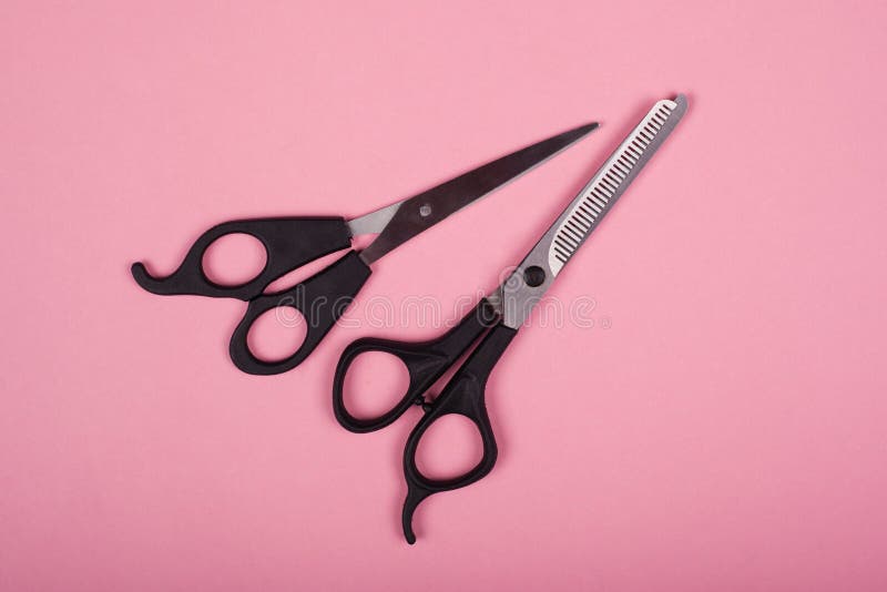 Scissors for Haircuts on a Pink Background Stock Image - Image of ...