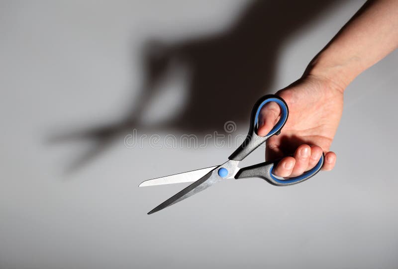Scissors in man s hand stock image. Image of female, ready - 3699211