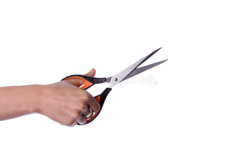 Woman Hand Holding Red Scissors Stock Photo - Image of cutting ...