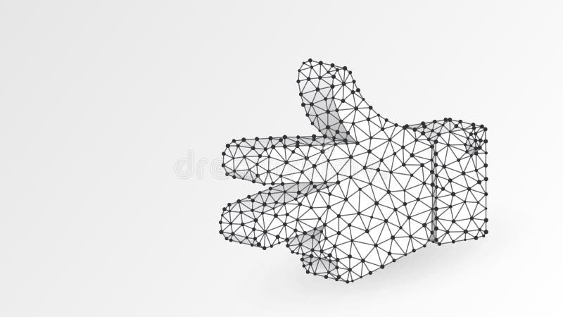 Scissors Hand Gesture. Abstract Digital Wireframe, Low Poly Mesh ...