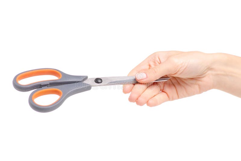 Scissors in hand stock image. Image of person, hold - 129225663