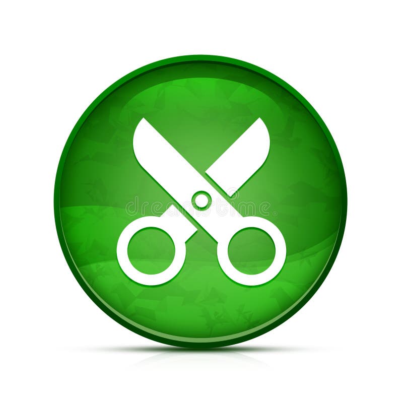 Scissors Help Icon on Classy Splash Green Round Button Illustration ...