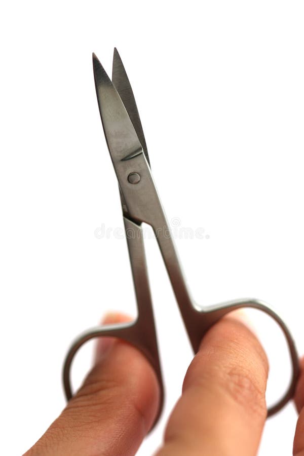 Scissors in human hand stock image. Image of white, metal - 10060949