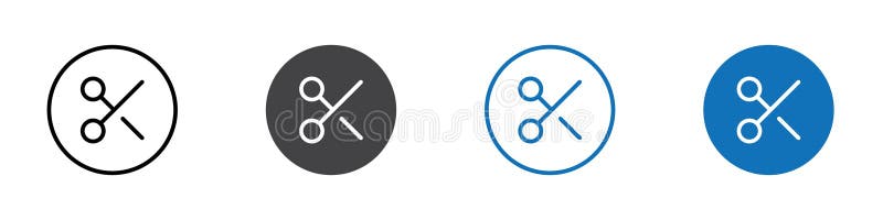 Scissors Icon Flat Editable Icon Mark Set Stock Vector - Illustration ...