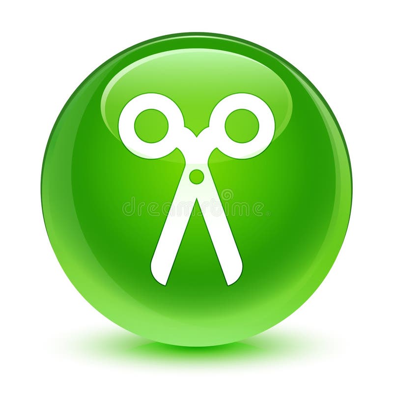 Scissors Icon Glassy Green Round Button Stock Illustration ...