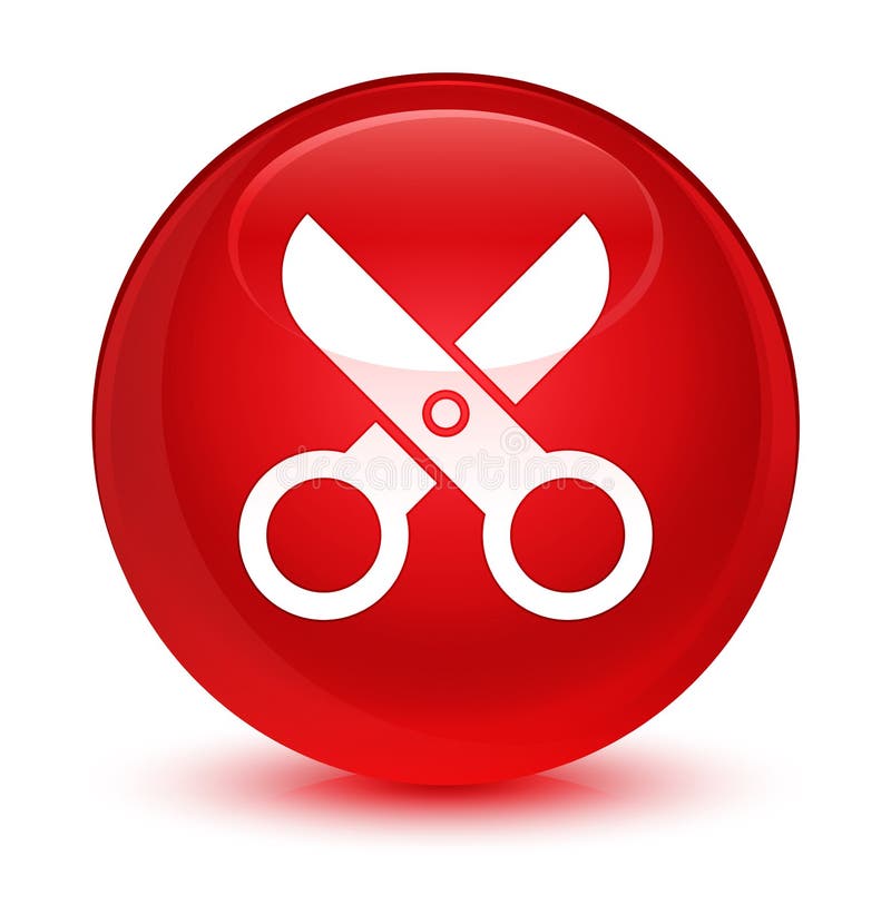 Scissors Icon Glassy Red Round Button Stock Illustration - Illustration ...