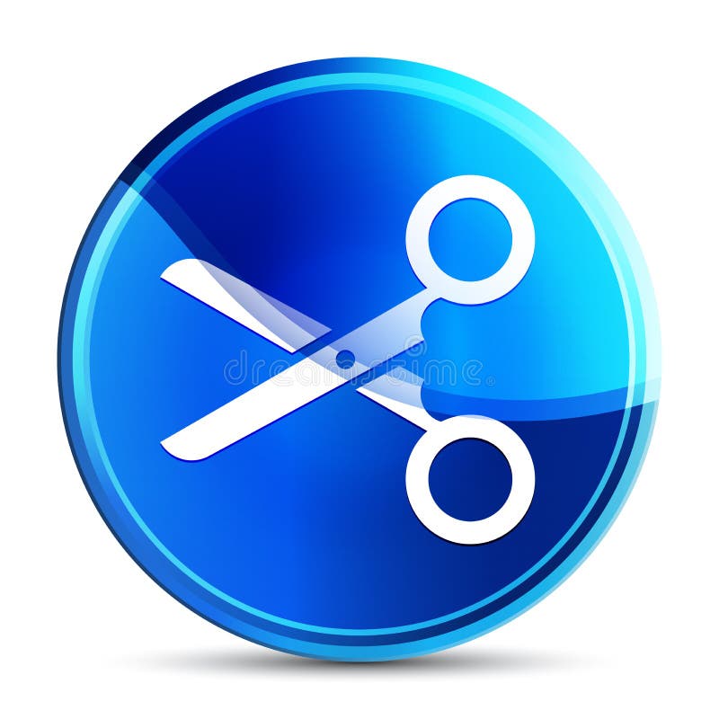 Scissors Icon Glassy Vibrant Sky Blue Round Button Illustration Stock ...