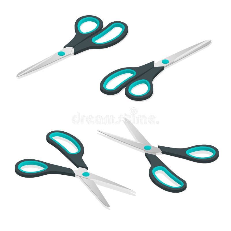 Scissors, Cut Isometric Icon. 3d Line Art Technical Drawing. Editable ...