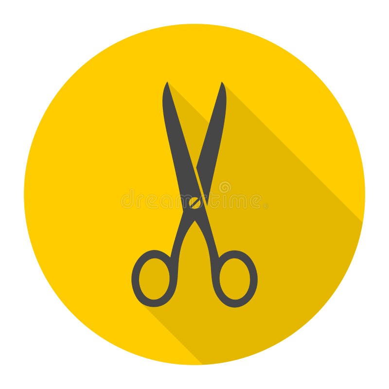 Scissors Icon with Long Shadow Stock Vector - Illustration of green ...