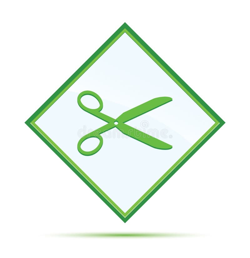 Scissors Icon Modern Abstract Green Diamond Button Stock Illustration ...