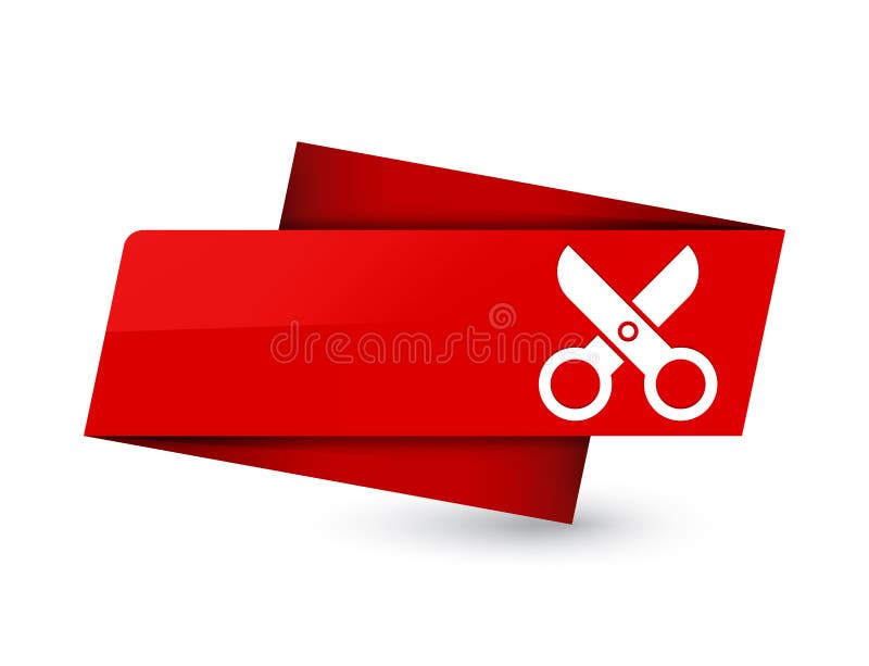 Scissors Icon Premium Red Tag Sign Stock Illustration - Illustration of ...