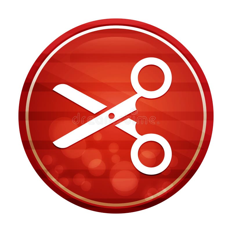 Scissors Icon Realistic Diagonal Motion Red Round Button Illustration ...
