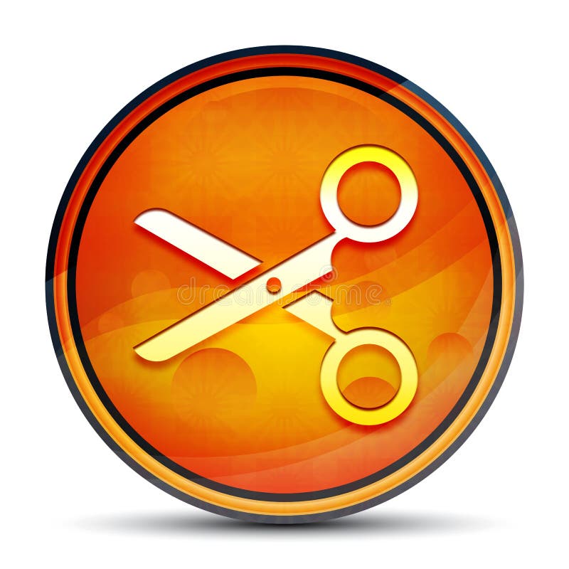 Scissors Icon Shiny Bright Orange Round Button Illustration Stock ...