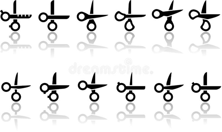 Scissors Icons with Reflection Stock Vector - Illustration of dotted ...