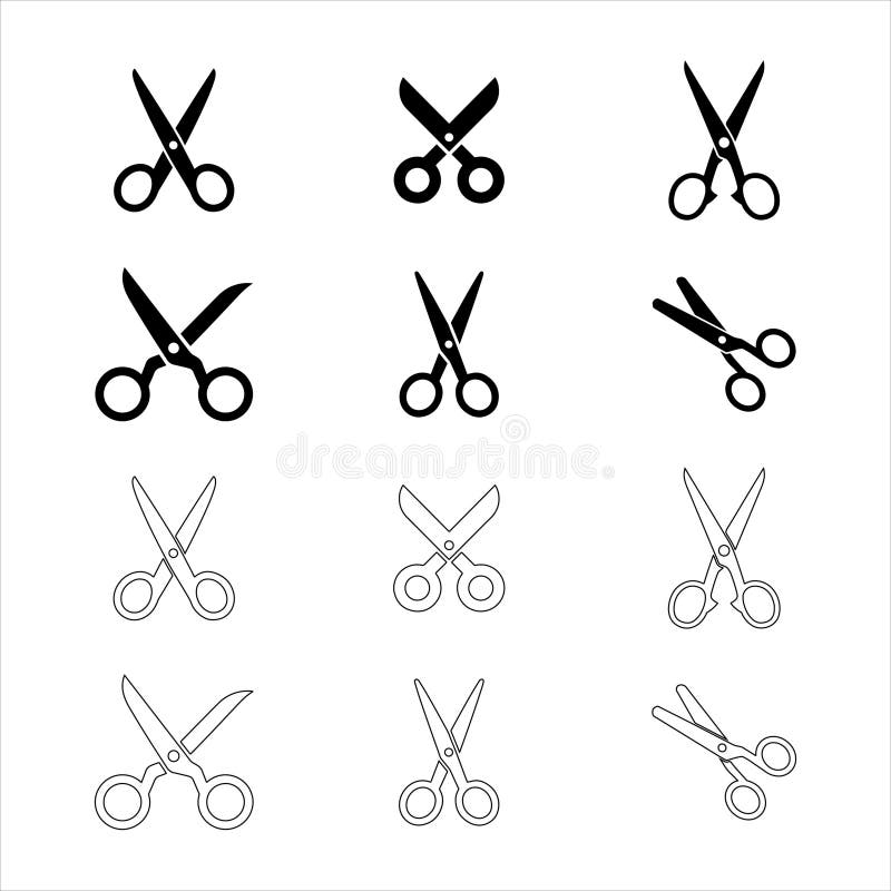 Scissors Icons Set Simple Clean and Smooth Line and Fill Vector Icons ...