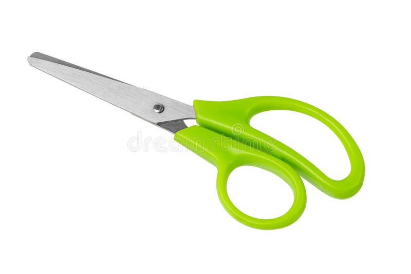 Scissors Isolated on White Background. Scissors with Green Handles ...