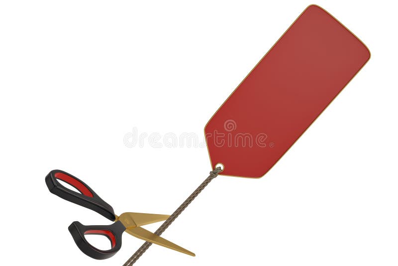 Scissors Cut the Label Price. Vector Illustration Stock Vector ...