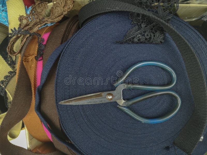 Scissors and Lacework Fabric Textile. Stock Image - Image of accessory ...